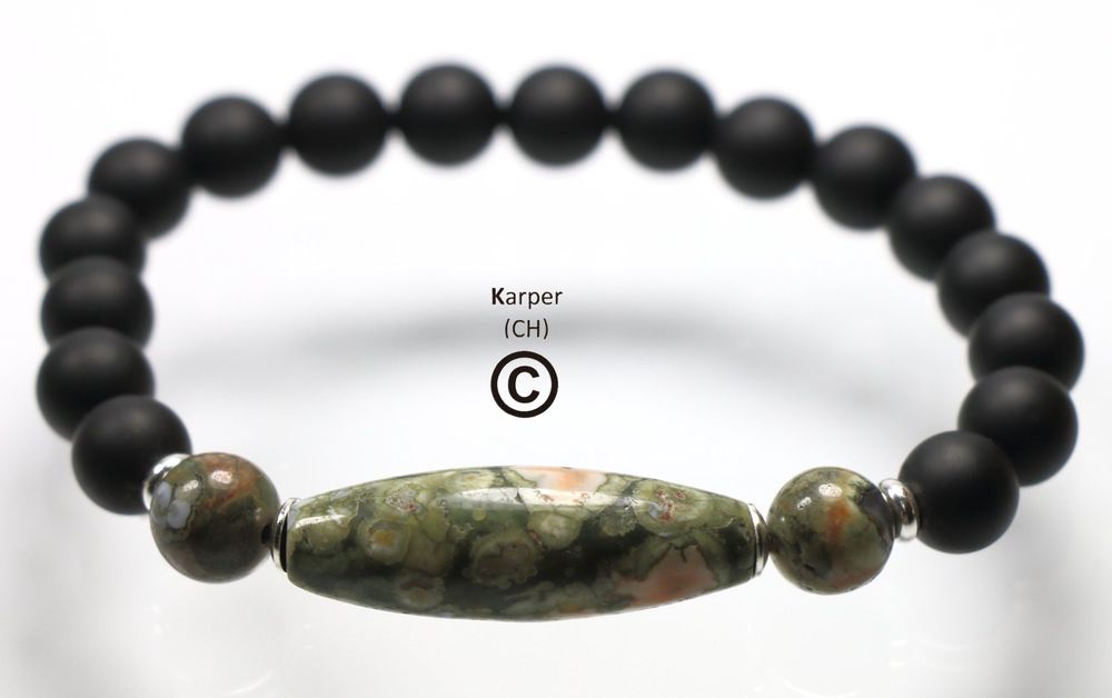 Onyx, Rhyolith Armband / Bracelet Onyx, Rhyolite, 925 | Kaufen auf Ricardo