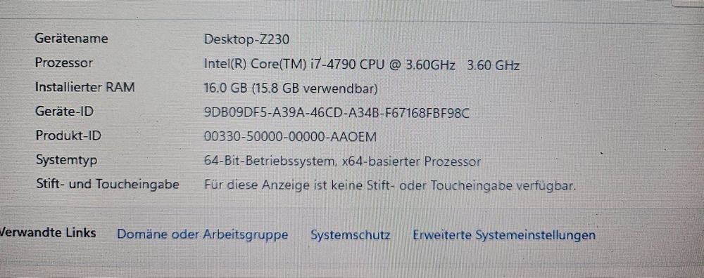 HP Z230 Workstation i7-4790 CPU @ 3.60GHz WIN 11 pro (Gebraucht) in Zürich für CHF 65 – mit ...