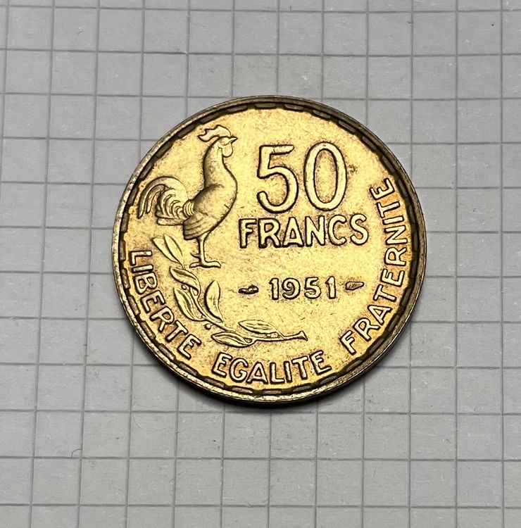 Pièce rare 50 Francs Coq 1951 République Française | Kaufen auf Ricardo