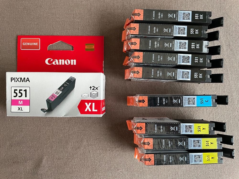10Stk Druckerpatronen canon PIXMA 551 (5xBK/1xC/3xY/1xM XL) (Neu und ...