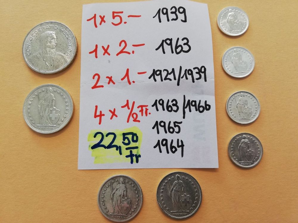 Schweizer Silbermünzen 5Fr/2Fr/1Fr/50Rp | Kaufen auf Ricardo