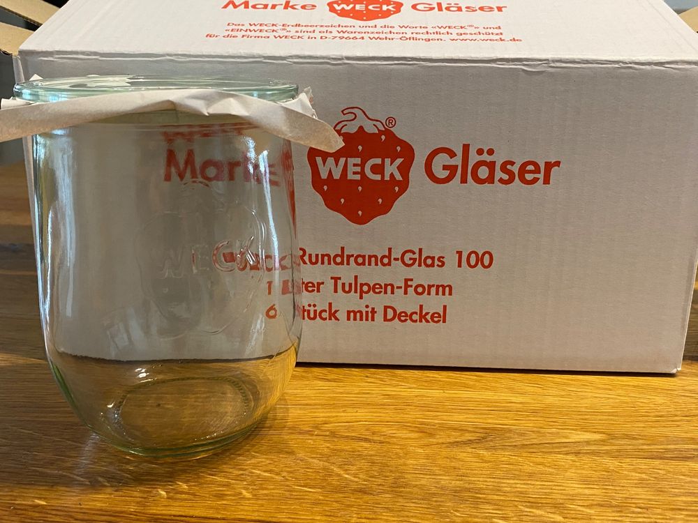 Weck Gläser 1 Liter Tulpenform 6 Stück mit Deckel (Neu und ...