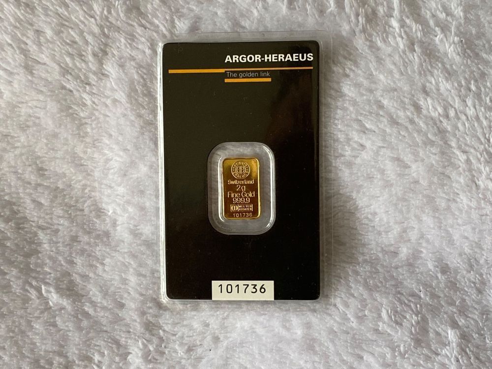 2 gramm Goldbarren mit Hologramm ~ Argor-Heraeus/Kinebar (Neu und originalverpackt) in ...