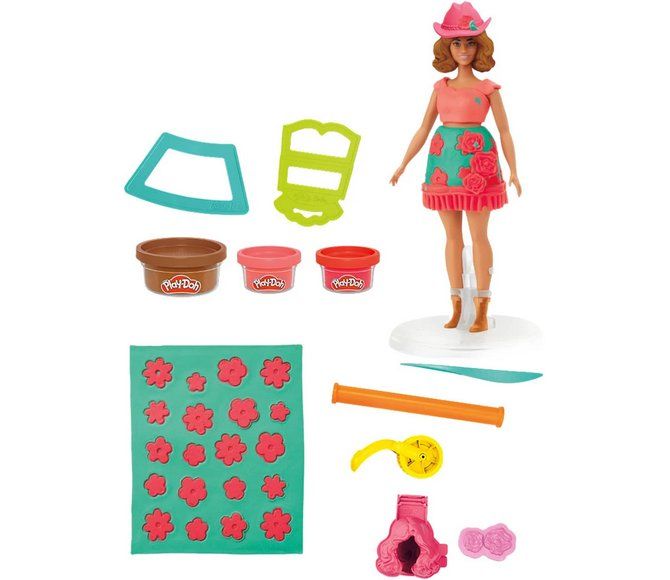 Play-Doh Barbie Blüten und Fransen, Puppe, 2 Dosen Knete (Neu und ...
