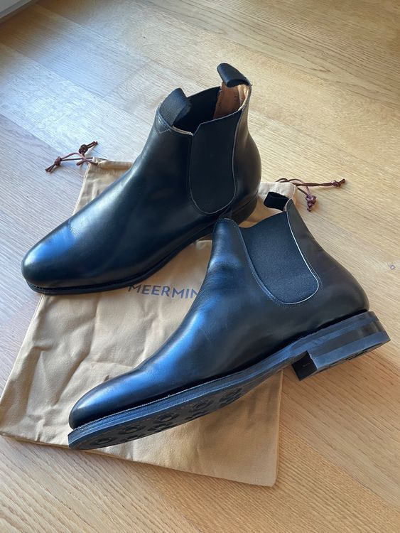 MEERMIN Wholecut Chelsea Boot Black Calf (Size 9 UK / 43 EU) (Neu ...