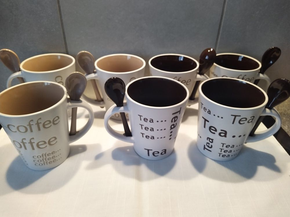 7 Löffeltassen Tassen mit keramik Löffel coffee & Tea braun | Kaufen ...