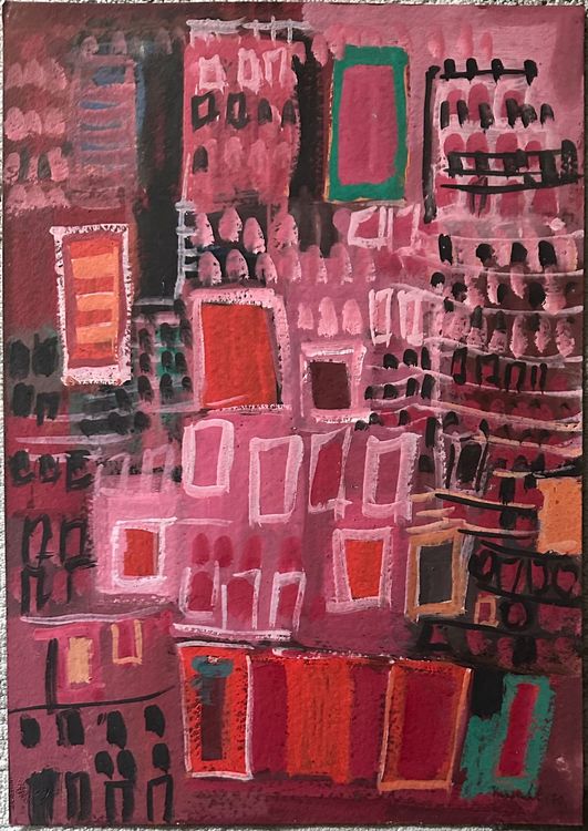 Josef Knecht (1913) Stadt Ansicht Mischtechnik | Kaufen auf Ricardo