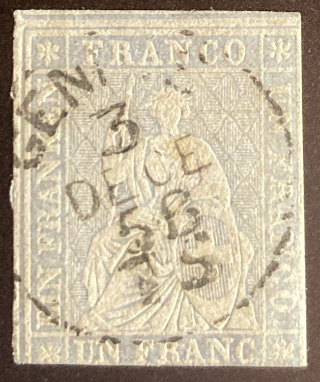 1856, Strubel 27B2ge (27D) Vollstempel, SBK 1300 Fr. (Gebraucht) in Flawil für CHF 89 – mit ...