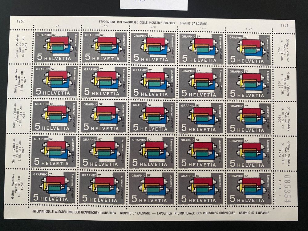 Nr 328 Bogen ungestempelt postfrisch alte Frankaturware ** (Neu (gemäss Beschreibung)) in Wil SG ...