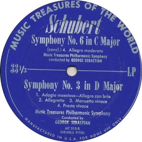 Schubert Symphony 6 C Major / 3 D Major 1950s Collectible LP (Neu und ...
