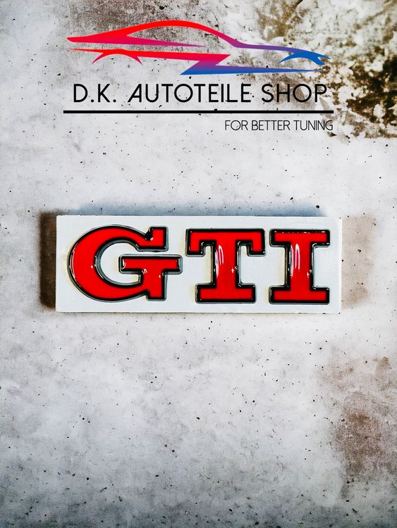 VW GTI Emblem Schriftzug Logo aus Metall NEU in Schwarz/rot (Neu und ...