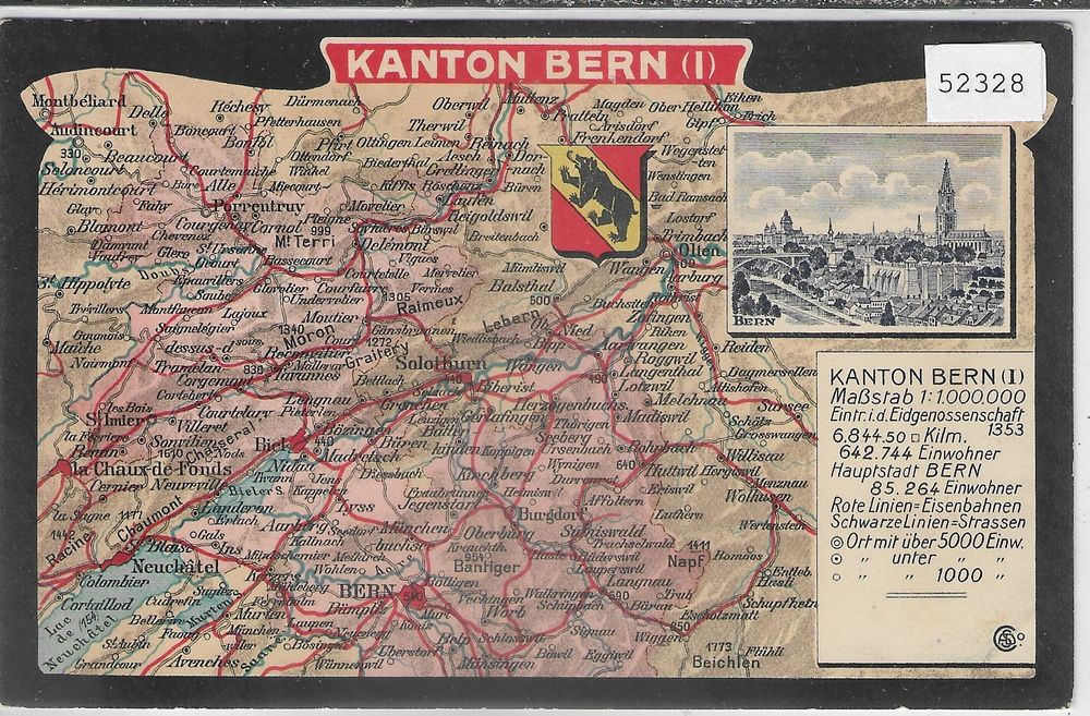 Kanton Bern - Landkarte Maps 1:1000000 - Litho (Gebraucht) in Ettingen ...