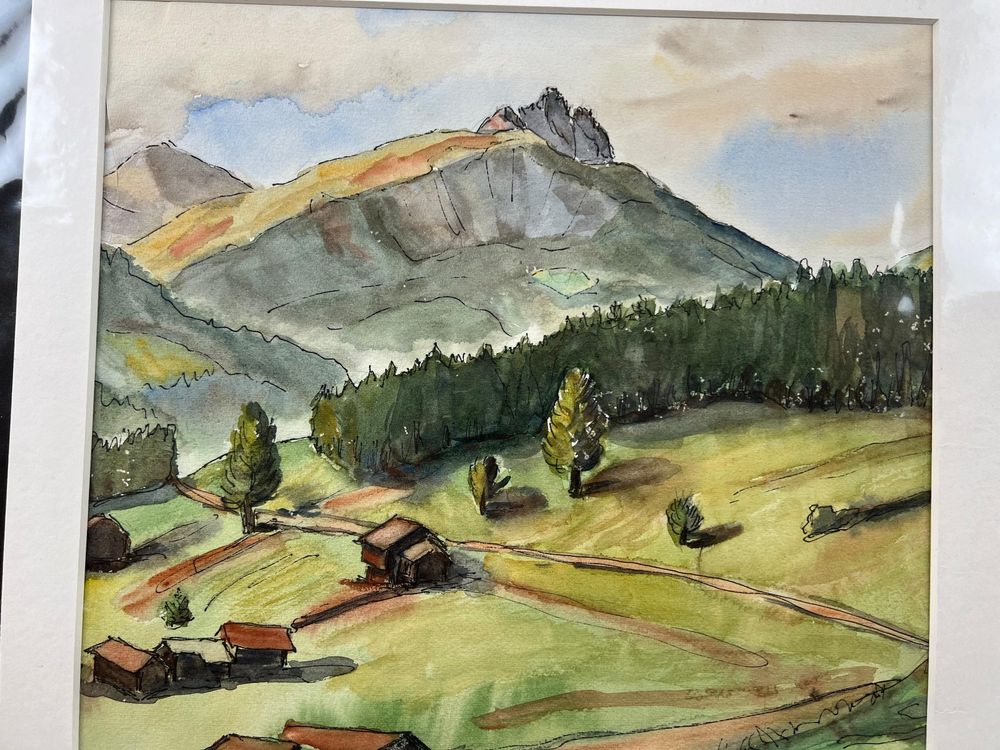 Berglandschaft Aquarell Handsigniert. (Gebraucht) in Neuhausen am Rheinfall für CHF 5 – mit ...