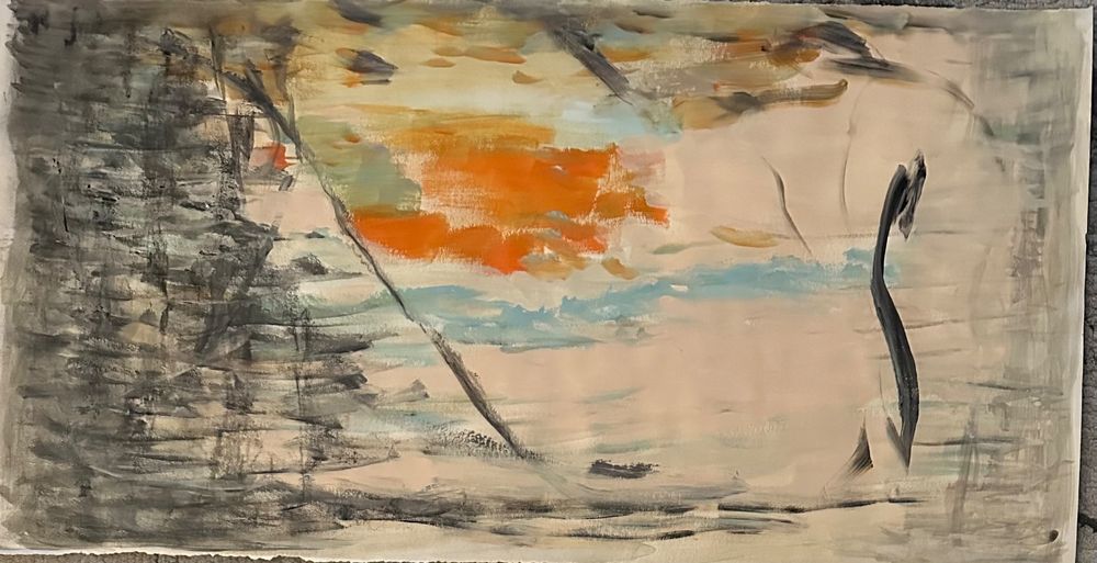 Abstrakte Farbenfrohes Landschafts Gemälde | Kaufen auf Ricardo