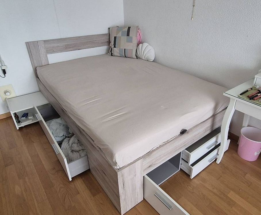 Bett mit viel Stauraum 140x200 | Kaufen auf Ricardo