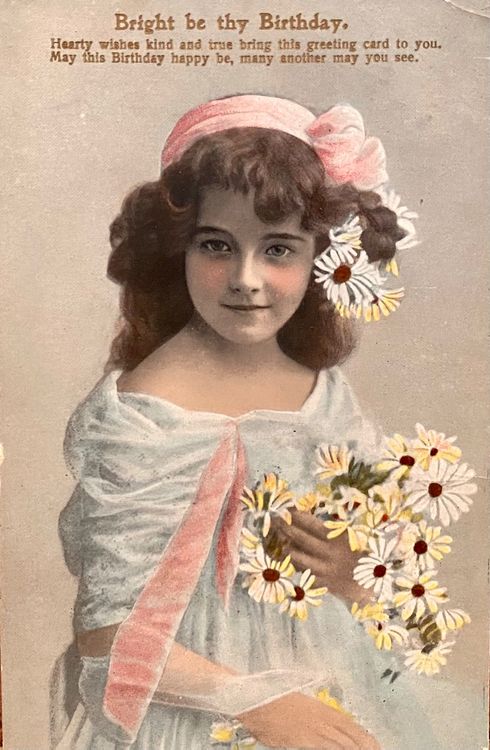1916 - Antike AK Kind - Mädchen mit Blumen aus England (Gebraucht) in Root für CHF 2 – mit ...