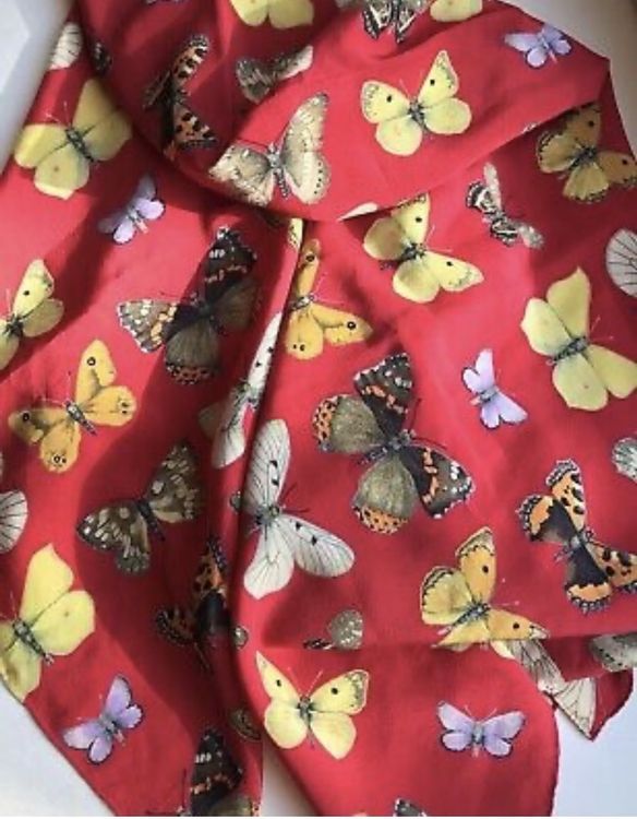 XXL Frontline Foulard bordeaux-rot mit bunten Schmetterlinge (Gebraucht ...