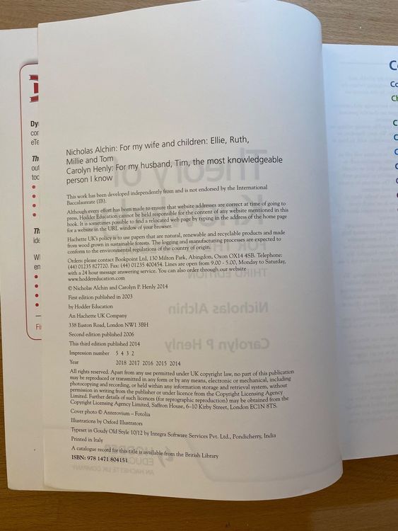 IB Book – Theory of Knowledge – Hodder Education (Gebraucht) in Cham ...