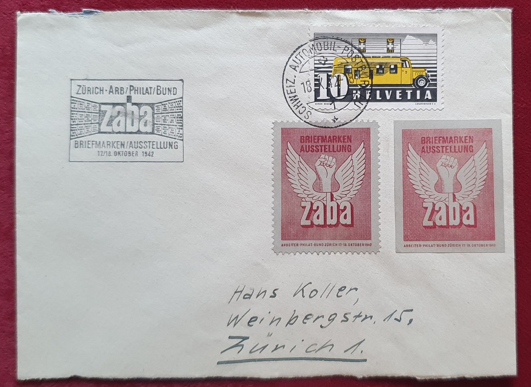 ZABA Zürich 1942, Briefmarken Ausstellung - 4 Belege (Gebraucht) in ...
