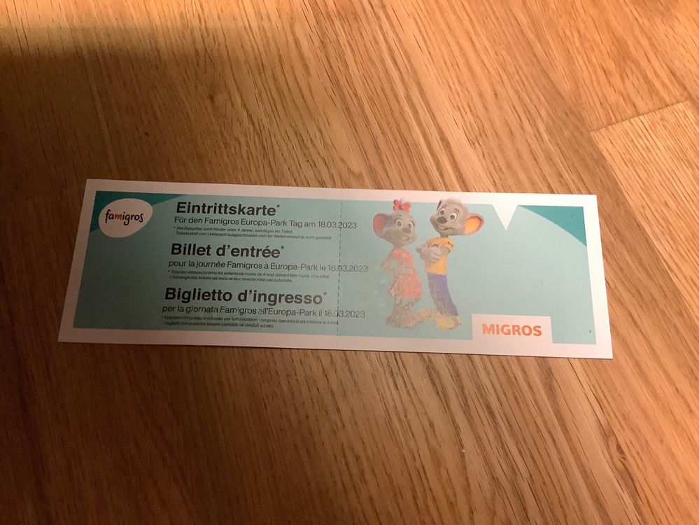 Europapark Eintritt Famigros Europa-Park Tag am 18.3.23 (Gebraucht) in für CHF 72.1 – mit ...