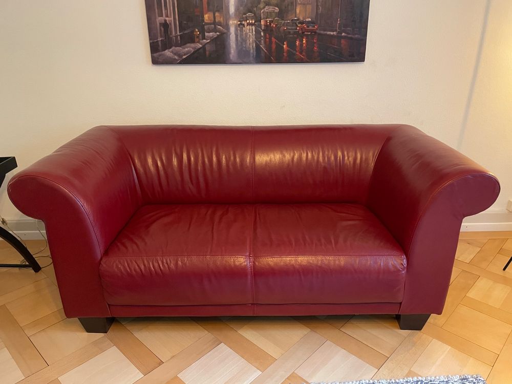 Ledersofa rot 2er | Kaufen auf Ricardo