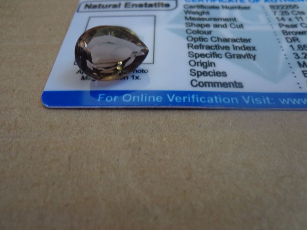 Vrai/echte 7.25ct Enstatite+Certificat (Neu (gemäss Beschreibung)) in lugnez für CHF 30 – mit ...