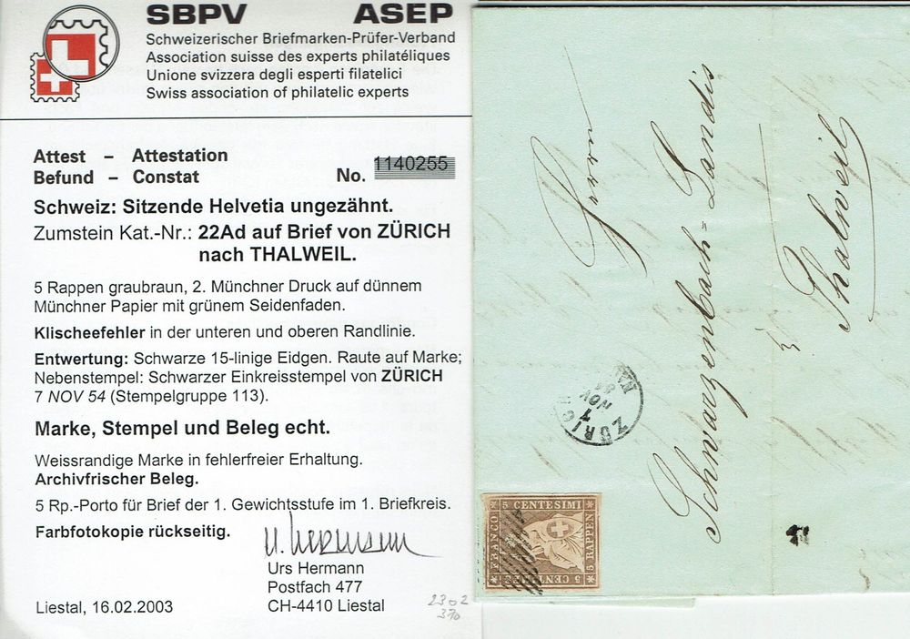 STRUBEL 5RP(22A3)>THALWEIL RAUTE BEFUND (Gebraucht) in Rüschlikon für CHF 70 – mit Lieferung auf ...