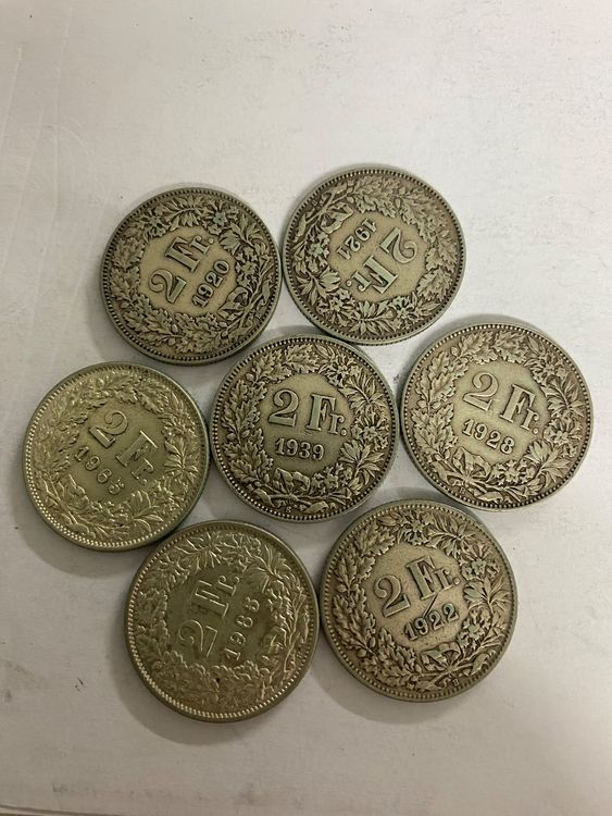 7 Stk 2.- Div Jahre Silber (18) (Gebraucht) in Ballwil für CHF 41 – mit Lieferung auf Ricardo kaufen