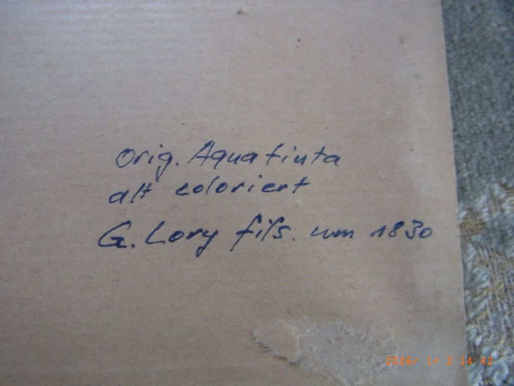 Antike Aquatinta G. Lory Fils, um 1830, gerahmt, top! (Gebraucht) in ...