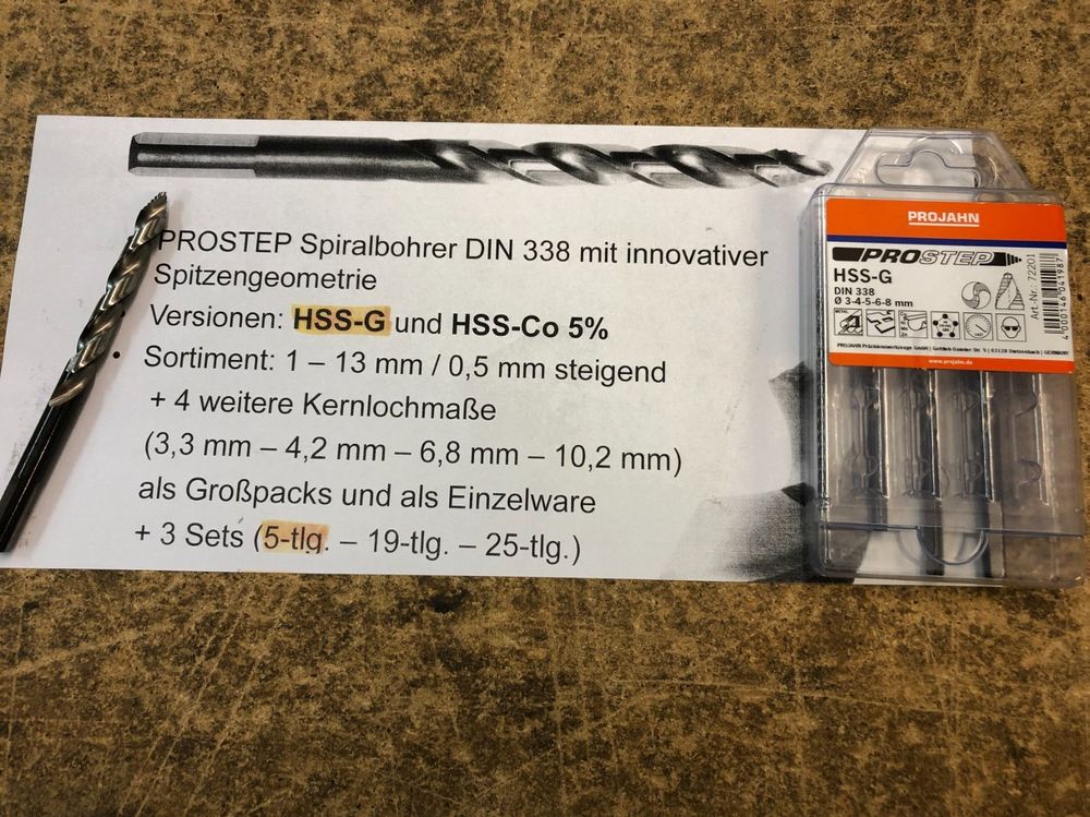 Spiralbohrer-Satz PROSTEP 3-8 mm (Neu und originalverpackt) in Wagen für CHF 29 – mit Lieferung ...