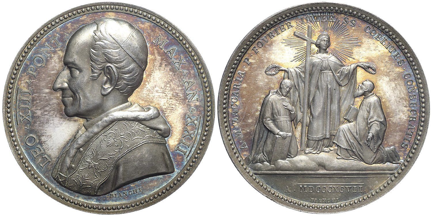b- Rom, Leo XIII., Silbermedaille AN XXII (1899) (Usato) a Chiasso per ...