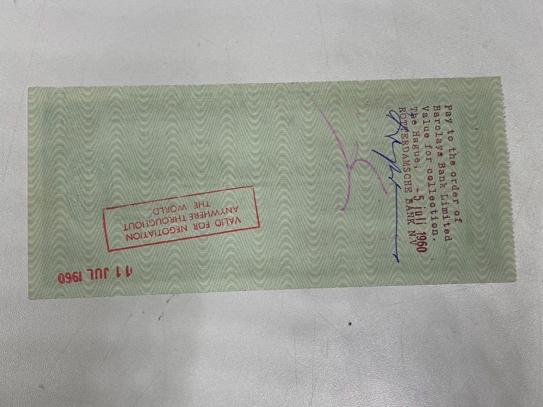 TRAVELLERS CHEQUE 10£ 1960 England London // H260 (Gebraucht) in Bern ...