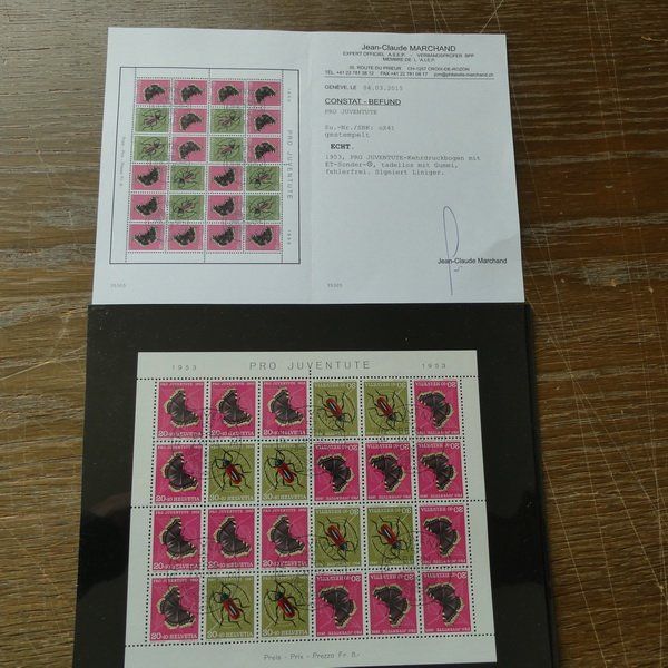 1953 ET ° J0Z 41 PJ - KEHRDRUCKBOGEN Kat. 1500.- m. Befund (Neu (gemäss Beschreibung)) in ...
