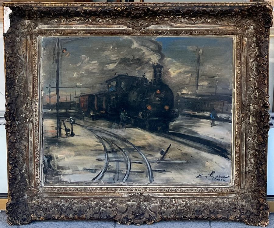 Hans Soppera (1900-1963) Grosse Gemälde mit eine Locomotive (Gebraucht ...