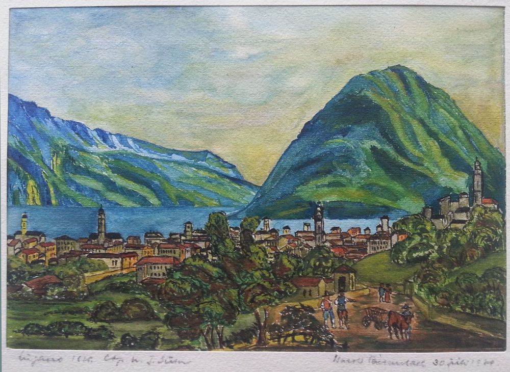 Aquarell Walter Rickenbach / Lugano 1929 / 20cm x 13.7cm (Gebraucht) in ...