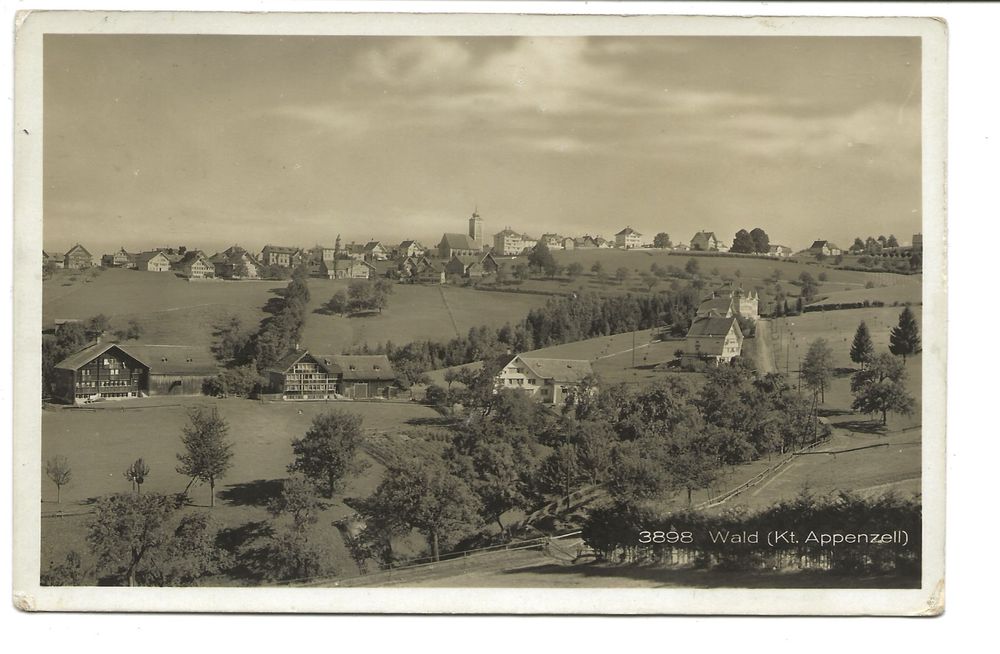 Wald (AR) Dorfansicht mit Kirche - Bauernhäuser - um 1930 (Gebraucht) in Engelburg für CHF 14.9 ...