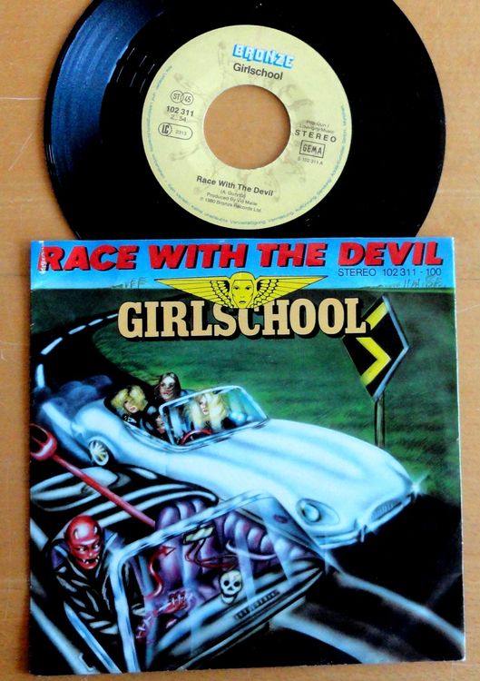 SI GIRLSCHOOL race with the devil BRONCE DE 1980 HEAVY GIRLS (Gebraucht ...