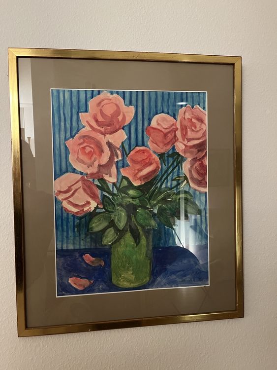 Aquarell Rosen Peter Mieg 1986 gerahmt signiert (Gebraucht) in Zürich für CHF 100 – nur Abholung ...