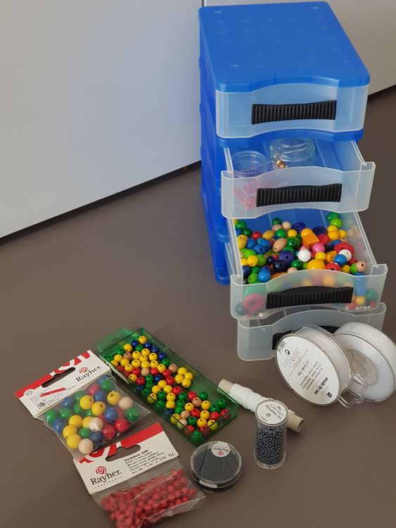 Holzperlen, Perlen, Silch, rotho Schubladen (Neu (gemäss Beschreibung ...