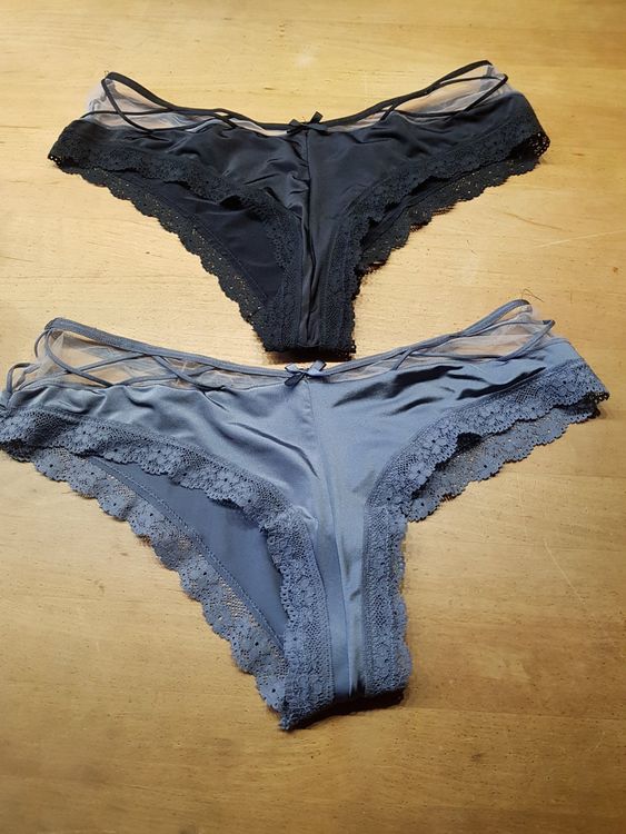 2 Strings von Victorias Secret in schwarz und grau, Gr. L (Gebraucht ...