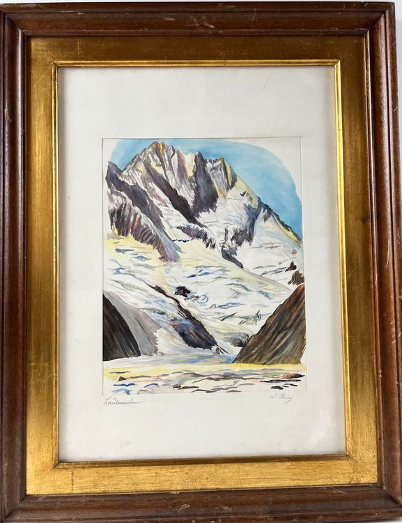 Schnee Berglandschaft Aquarell Signiert. | Kaufen auf Ricardo