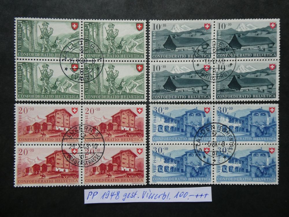 Pro Patria 1948 gestempelte Viererblöcke | Kaufen auf Ricardo