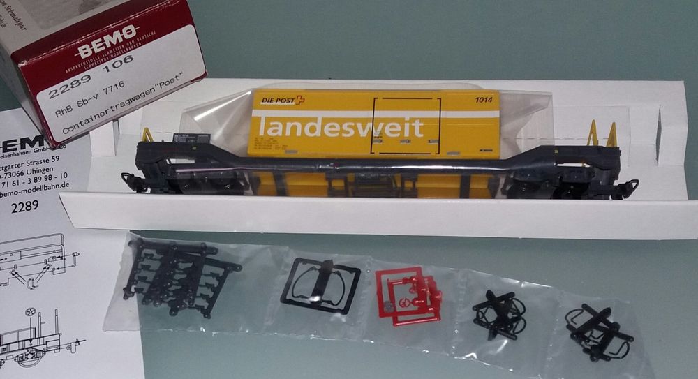 Bemo 2289 106 - RhB Containertragwagen Post (Neu (gemäss Beschreibung ...