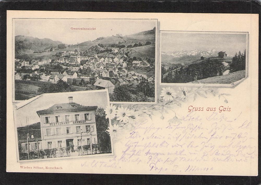 Lichtbildkarte : Gruss aus Gais AI , Rest.Bahnhof , gel.1904 (Gebraucht) in Reichenburg für CHF ...