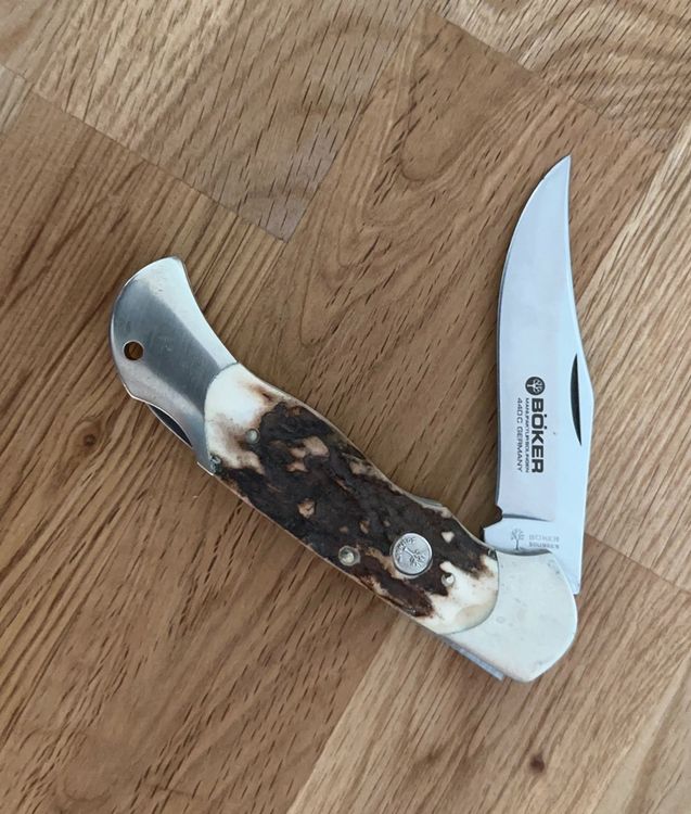 BOKER Hirschhorn Jäger Klappmesser mit original böker etui | Kaufen auf ...