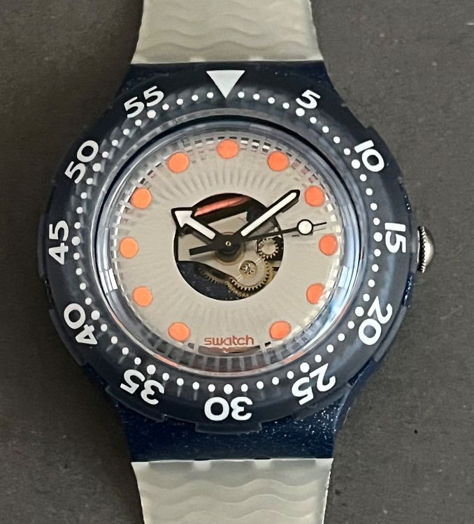 Swatch Scuba Silver Trace SDN107 1993 Top Zustand OVP (Neu und ...
