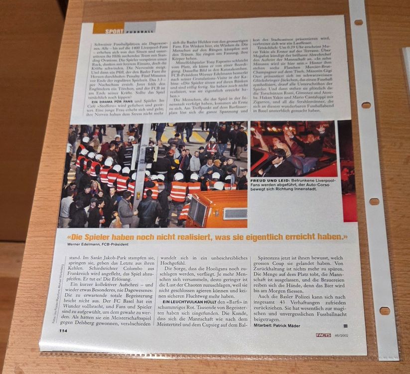 FCB, FC Basel. FACTS vom14.11.02. 9Seiten Bericht. Liverpool (Gebraucht ...