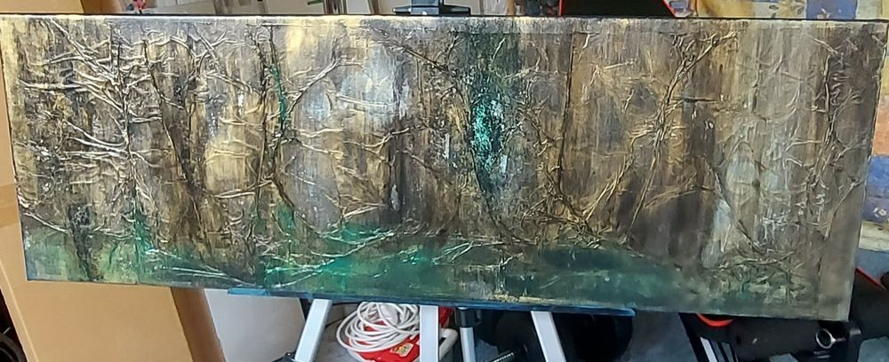 Gemälde geheimnisvoller Wald von mir selbstgemalt 30×90 | Kaufen auf Ricardo