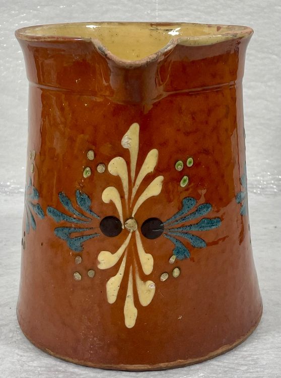 Vintage Grosse Keramik Krug mit Blumen Motiv | Kaufen auf Ricardo