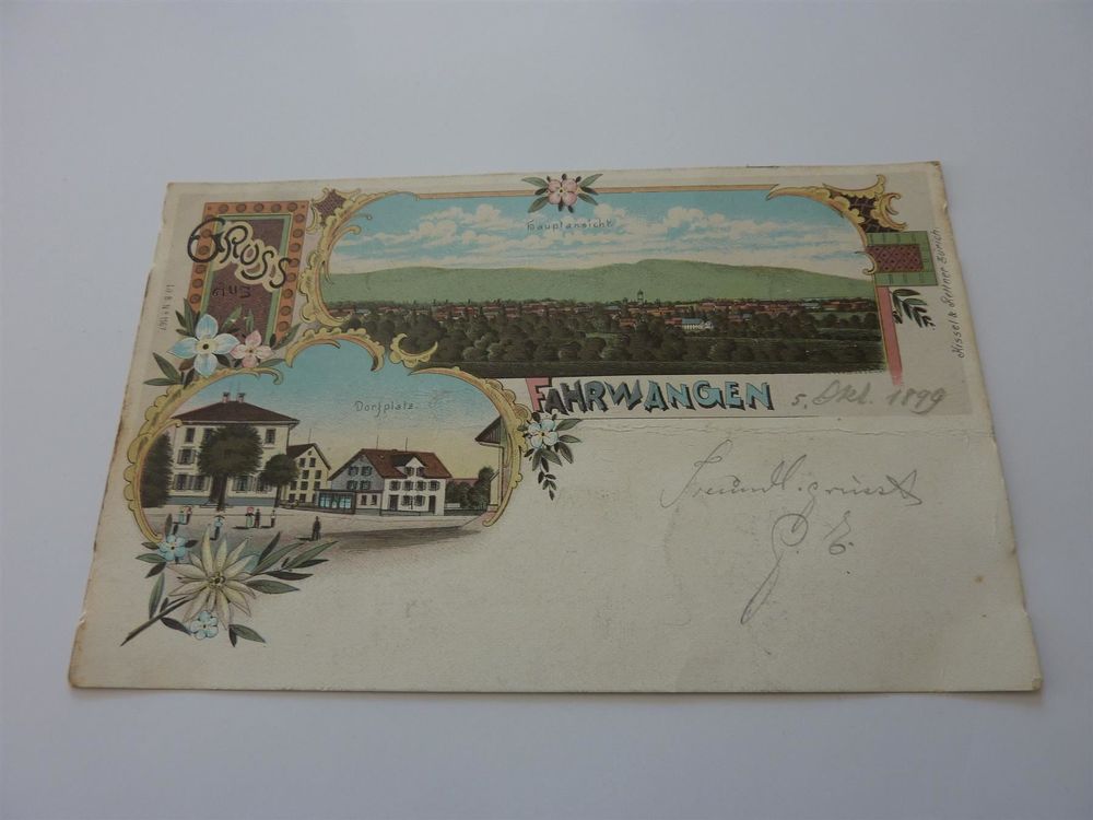 Lithografie: Gruss aus Fahrwangen 1899 | Kaufen auf Ricardo